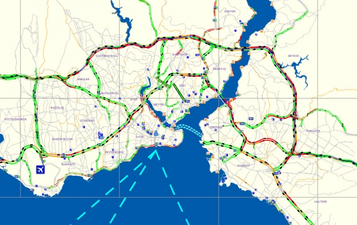 İBB Trafik Kontrol Merkezi Yoğunluk Haritası